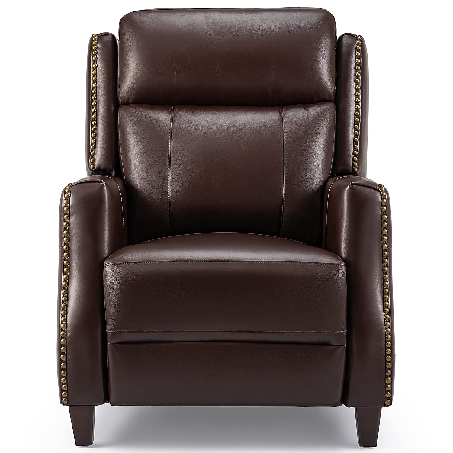 BMBMT Recliner Chair Lounge Brown, Genuine Leather Recliner with Retro Rivet Design, Soft & Breathable & Cool, Power Recliner Chair for Living Room, Bedroom, Office, Home Theater