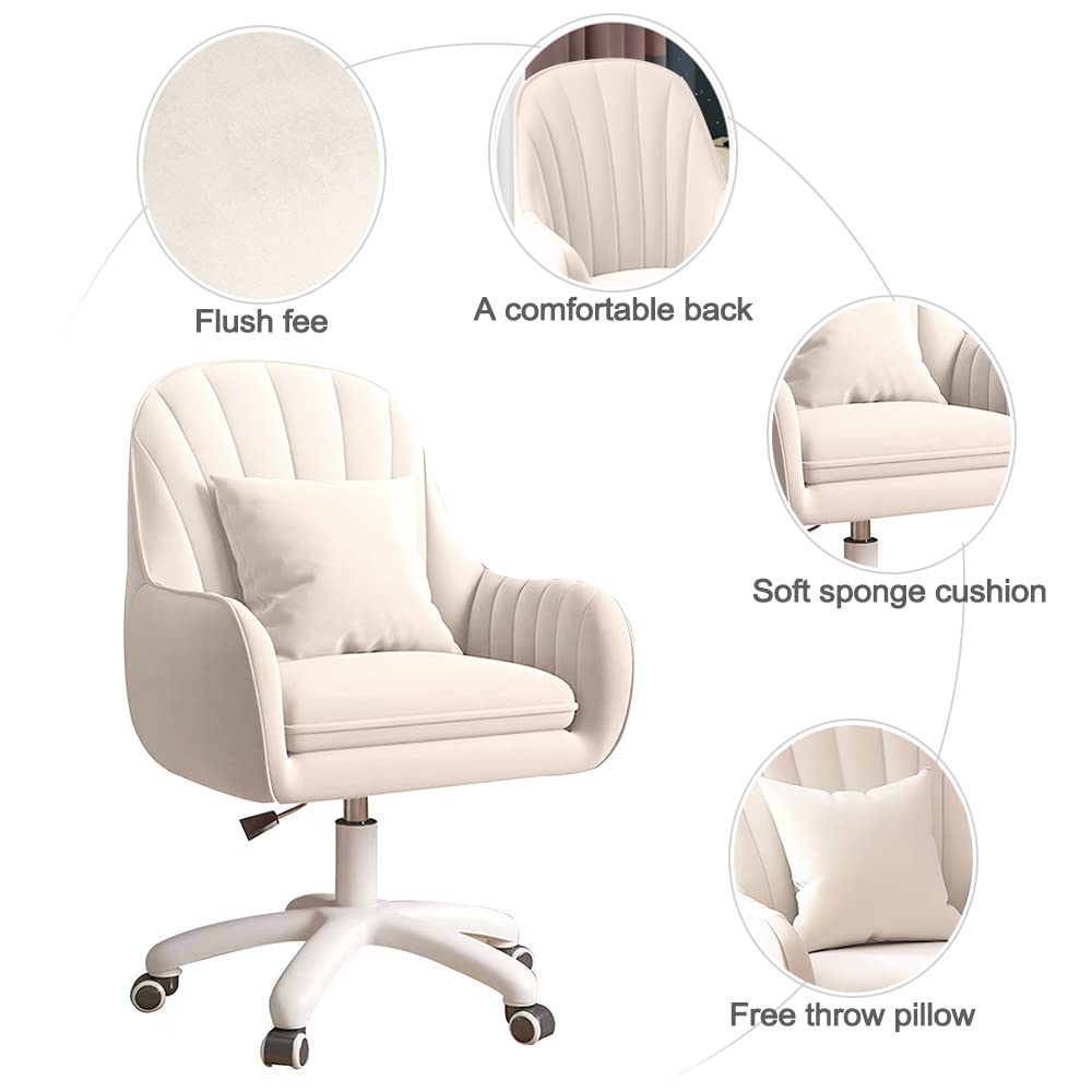 Home Office Chair Computer Chair with Mid-Back Upholstered Modern Tufted Computer Task Chair Swivel Height Adjustable Velvet Accent Chair.