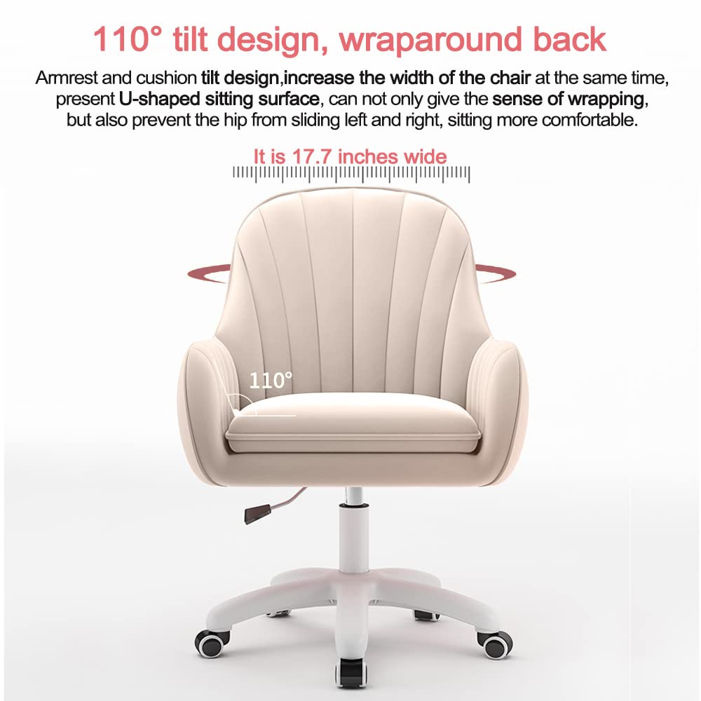 Home Office Chair Computer Chair with Mid-Back Upholstered Modern Tufted Computer Task Chair Swivel Height Adjustable Velvet Accent Chair.