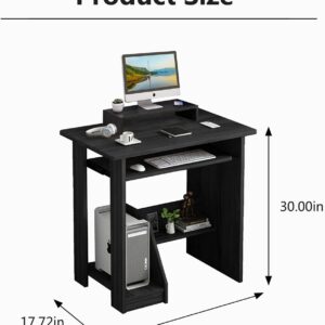 NEWSENDY Computer Desk with Keyboard Tray and CPU Stand, 30 Inch Small PC Desk for Home Office, Laptop Desk with Monitor Shelf and Storage Shelves, Writing Study Desk for Small Spaces, Black