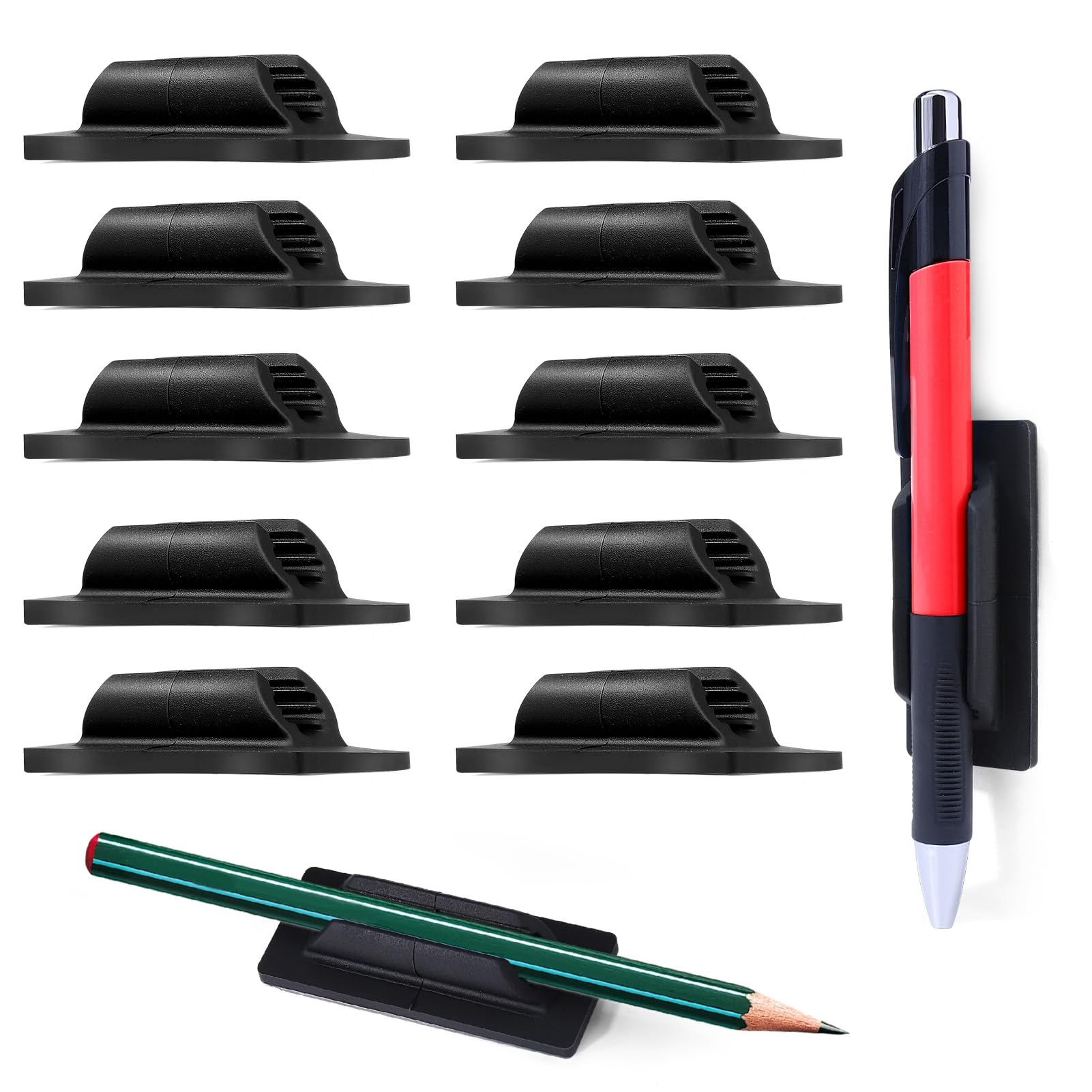 AIERSA Pencil Holder for Desk,10Pcs Pen Holders for Classroom Clipboard Attachment,Silicone Adhesive Pencil Holder for School Student Kids Desk Teacher Office Accessories