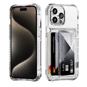 acandya for iphone 15 pro max case wallet clear protective phone case with credit card holder heavy duty protection shockproof anti-scratch anti-yellow cover for iphone 15 pro max 6.7 inch transparent