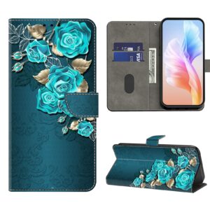 vodefox wallet case compatible with iphone 15 case,cute 3d print design flip folio leather 2023 phone case wallet leather butterfly with card holder magnetic closure - blue rose