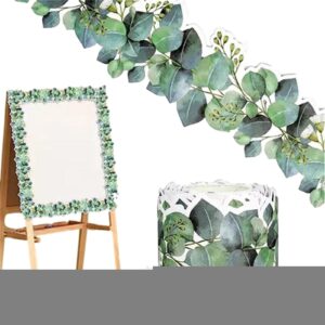 eucalyptus die-cut border trim bulletin board border | eucalyptus themed border sticker, adhesive eucalyptus leaves bulletin board border trim for boxes wrap cards party decoration supplies