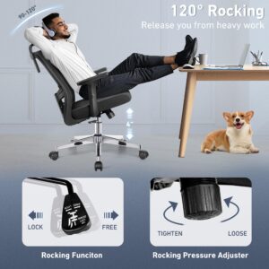 Brick Attic Office Chair, Ergonomic Desk Chair High Back Computer Chair Swivel Mesh Task Chair with Adjustable Lumbar Support Armrests Headrest Black