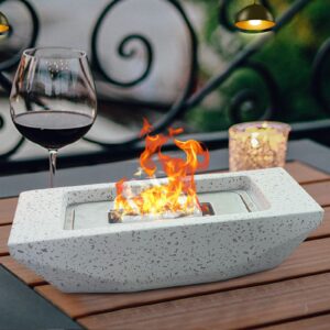 tabletop fire pit 12.5" portable table top firepit bowl smokeless indoor outdoor table top fireplace garden patio balcony decor gifts for women mom house warming gifts new home decor terrazzo-white