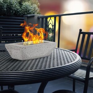 Tabletop Fire Pit 12.5" Portable Table Top Firepit Bowl Smokeless Indoor Outdoor Table Top Fireplace Garden Patio Balcony Decor Gifts for Women Mom House Warming Gifts New Home Decor Terrazzo-White