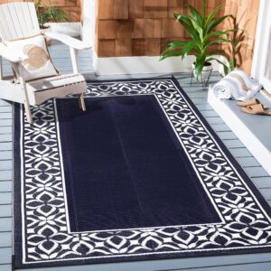 purecozy outdoor plastic straw rug navy blue waterproof indoor outdoor patio rug 5x8 carpet geometric reversible mat modern washable large outside area rug for camping rv porch deck balcony beach