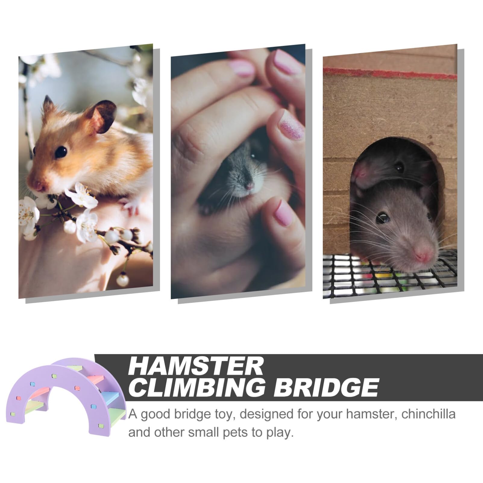 POPETPOP Hamster Cage Toy Gerbil Climbing Ladder Rat Hideout Guinea Pig Ladder Bridge Small Animal Log Bridge Rat Ladder Chinchilla Wooden Hut Hamster Playground Pet Chevron Board Reptile