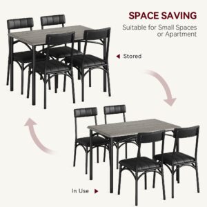 Fancihabor Dining Table Set for 4, Kitchen Table and Chairs, Rectangular Dining Room Table Set with 4 Upholstered Chairs, 5 Piece Kitchen Table Set for Small Space, Apartment, Retro Gray