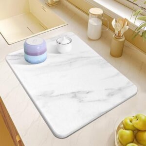 stone dish drying mat for kitchen counter, quick drying diatomaceous earth stone mat, super absorbent dish drying pad, heat resistant non-slip rack tableware mat(15.7x11.8 inch)