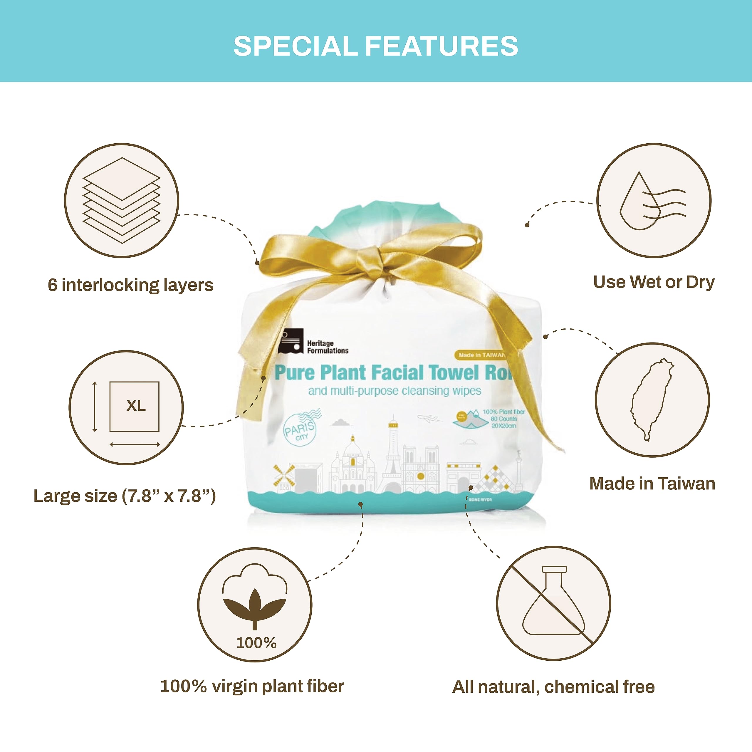 Premium Quality Plant-based Disposable Facial Wipes - 240 Ct, Soft, Baby Wipes, Cleansing Facial Towelette, Makeup remover wipes, Ultra Absorbent and Durable, Chemical-Free Lint-free