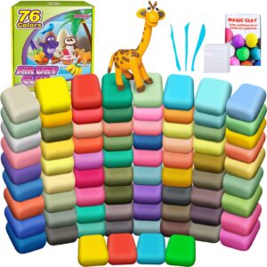 essenson air dry clay 76 colors, modeling clay for kids, diy molding magic clay for with tools, soft & ultra light, toys gifts for age 3 4 5 6 7 8+ years old boys girls kids