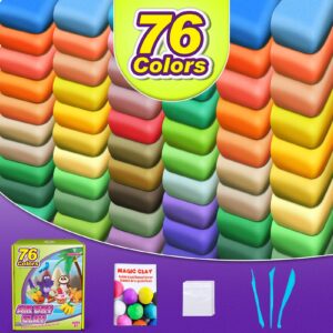 ESSENSON Air Dry Clay 76 Colors, Modeling Clay for Kids, DIY Molding Magic Clay for with Tools, Soft & Ultra Light, Toys Gifts for Age 3 4 5 6 7 8+ Years Old Boys Girls Kids