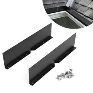 memrita 2 pcs gutter valley splash guards roof rain diverter,aluminum rain diverter roofing gutter guards,bendable fits any corner,suitable for most residential flat tile roof corners(black)