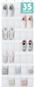 tiblue over the door shoe organizer 35 mesh pockets hanging shoe organizer shoe rack for door closet entryway bedroom pantry organizer - shoe holder hanger for sneakers, women high heeled shoes white