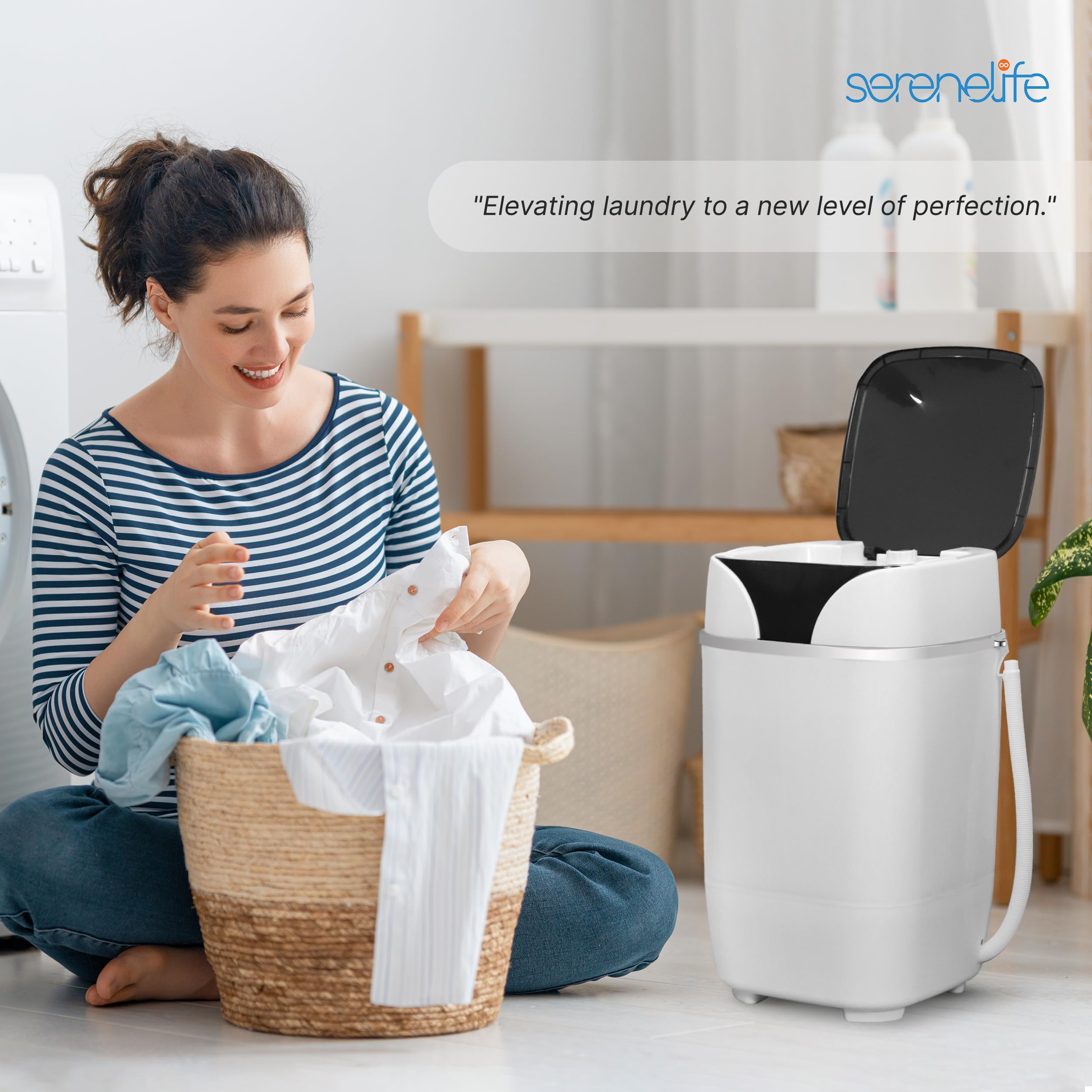 SereneLife PUCWM200 Portable Machine Full-Automatic Compact Washer with Washing Programs Ideal for RV, Dorm, Apartment (White)