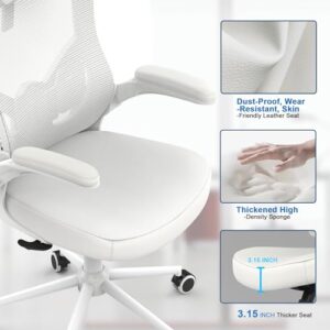 𝑯𝑶𝑴𝑬 𝑶𝑭𝑭𝑰𝑪𝑬 𝑪𝑯𝑨𝑰𝑹, Ergonomic Mesh Desk Chair, High Back Computer Chair- Adjustable Headrest with Flip-Up Arms, Lumbar Support, Swivel Executive Task Chair (Modern, White)