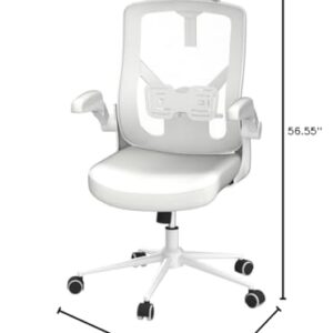 𝑯𝑶𝑴𝑬 𝑶𝑭𝑭𝑰𝑪𝑬 𝑪𝑯𝑨𝑰𝑹, Ergonomic Mesh Desk Chair, High Back Computer Chair- Adjustable Headrest with Flip-Up Arms, Lumbar Support, Swivel Executive Task Chair (Modern, White)