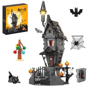 nightmare before christmas halloween jack's and sally haunted house building set with led light,creative festival toy kit gifts for movie fans friends kids(568pcs)