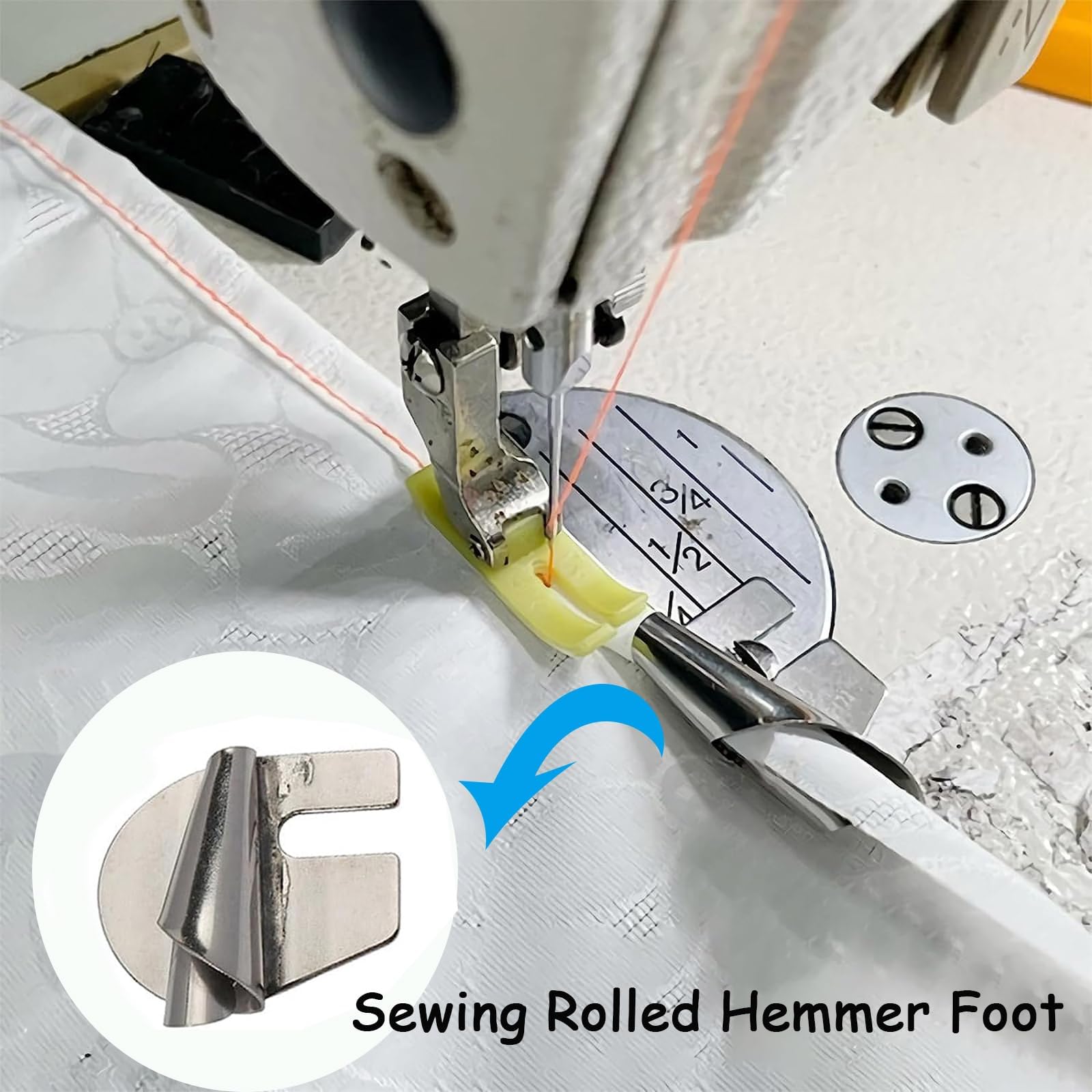 Universal Sewing Rolled Hemmer Foot Set - [7-10mm] - Wide Rolled Hem Pressure Foot, Sewing Machine Presser Foot Hemmer Foot, Home Industrial Curved Scroll Hemmer Foot (4Pcs-7/8/9/10mm)