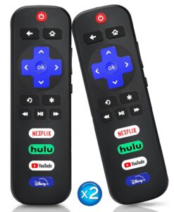 (pack of 2) universal remote replaced control only for roku tv, mobkajui remote compatible for tcl/hisense/onn/sharp/element/westinghouse roku series tvs, (not for roku stick and box)