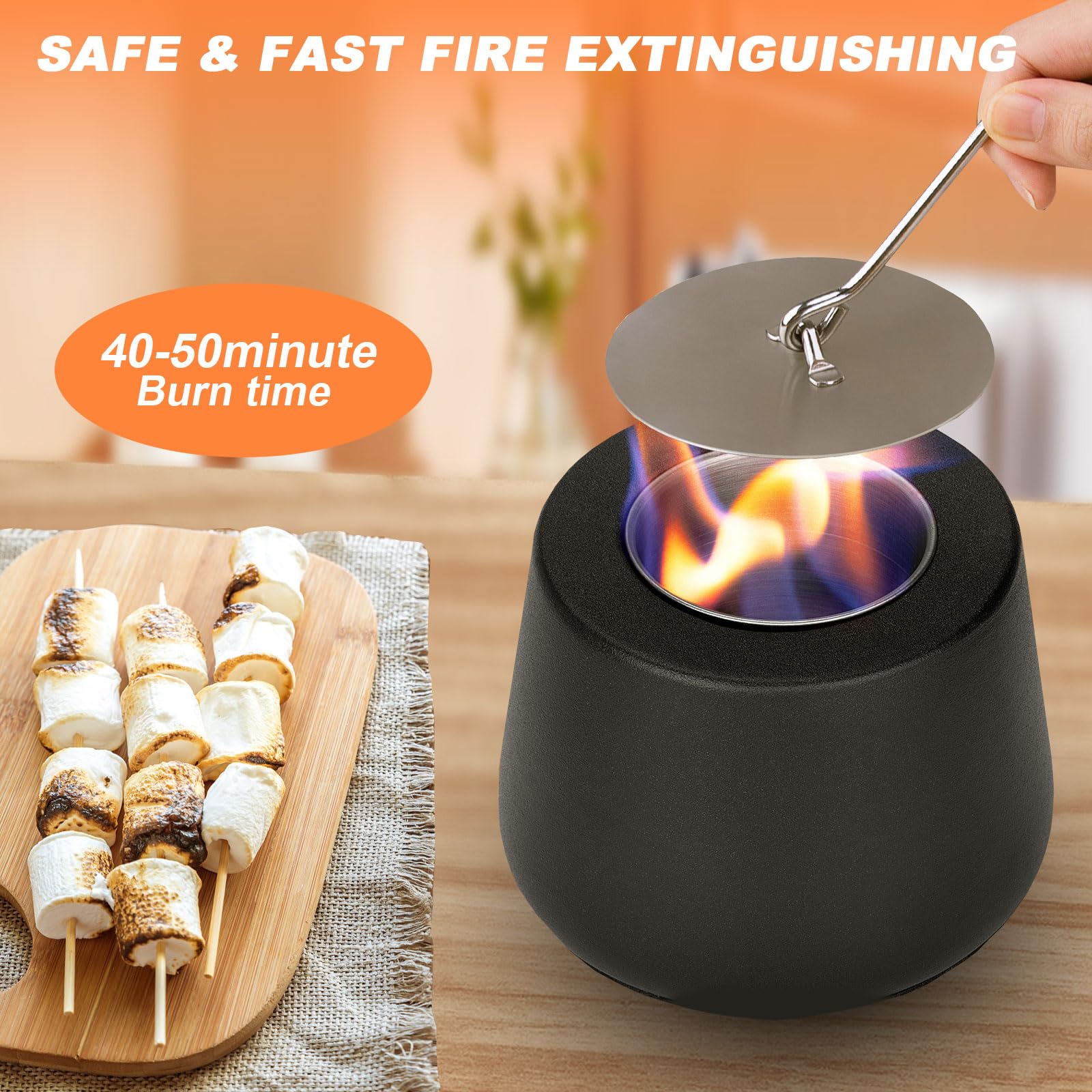 Tabletop Fire Pit Bowl Mini Table Top Rubbing Alcohol Personal Smores Fireplace Long Burning Smokeless Flame Portable Upgraded Ceramic Firepit, Small Fire Pit Used Indoor & Outdoor & Garden