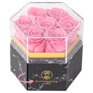 forever rose flowers delivery prime - fresh bouquet - valentines mothers day birthday anniversary for women mom wife girlfriend and her - 7pcs (hexagon-pink)