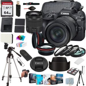 canon eos r100 mirrorless camera with 24-105stmmm lens+bag+tripod+software+filters+64 gig card(30pc bundle kit) (renewed)