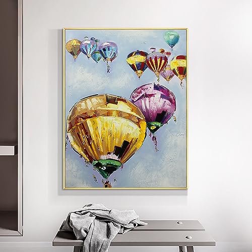 Abstract Balloon Oil Painting On Canvas Hand Painted Modern Wall Art Pictures for Living Room,31inx47in,No Frame