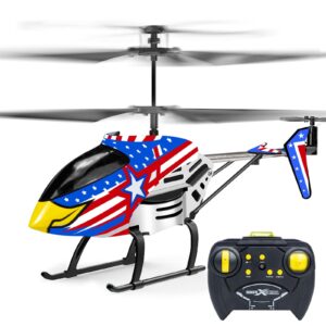 remote control helicopter for kids adults, 2.4ghz rc helicopter toy 3.5 channel helicopter with led lights, one key take off/landing rc flying toy for boys girls 5 6+ birthday gift, eagle patriotic