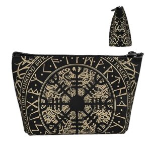 women's lightweight makeup bag pouch compatible with cool norse viking vegvisir runic compass, funny travel cosmetic bag portable pencil bag with zip for office college christmas gift