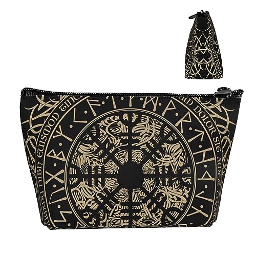 Women's Lightweight Makeup Bag Pouch Compatible with Cool Norse Viking Vegvisir Runic Compass, Funny Travel Cosmetic Bag Portable Pencil Bag with Zip for Office College Christmas Gift