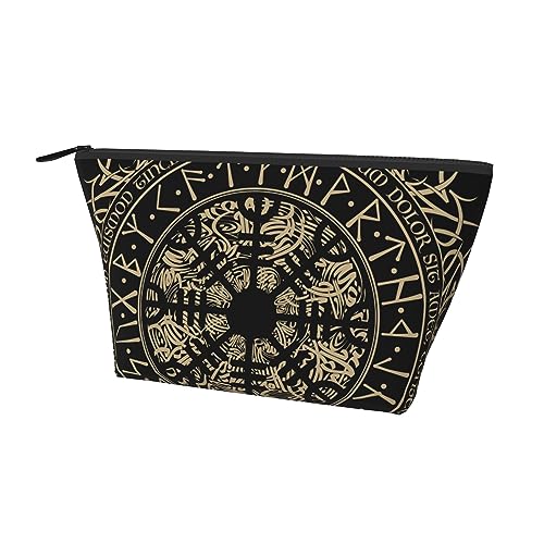 Women's Lightweight Makeup Bag Pouch Compatible with Cool Norse Viking Vegvisir Runic Compass, Funny Travel Cosmetic Bag Portable Pencil Bag with Zip for Office College Christmas Gift