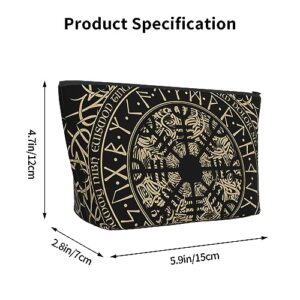 Women's Lightweight Makeup Bag Pouch Compatible with Cool Norse Viking Vegvisir Runic Compass, Funny Travel Cosmetic Bag Portable Pencil Bag with Zip for Office College Christmas Gift