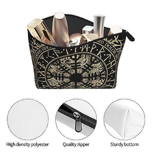 Women's Lightweight Makeup Bag Pouch Compatible with Cool Norse Viking Vegvisir Runic Compass, Funny Travel Cosmetic Bag Portable Pencil Bag with Zip for Office College Christmas Gift