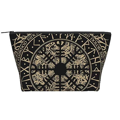 Women's Lightweight Makeup Bag Pouch Compatible with Cool Norse Viking Vegvisir Runic Compass, Funny Travel Cosmetic Bag Portable Pencil Bag with Zip for Office College Christmas Gift