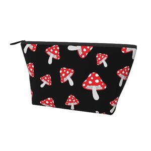 Women's Lightweight Makeup Bag Pouch Compatible with Black Red Cartoon Mushroom, Funny Travel Cosmetic Bag Portable Pencil Bag with Zip for Office College Christmas Gift