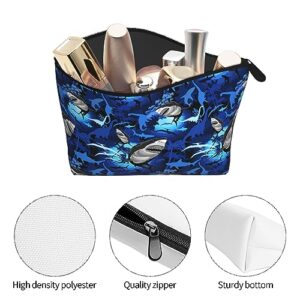 Women's Lightweight Makeup Bag Pouch Compatible with Cool Dinosaur And Ocean Sharks, Funny Travel Cosmetic Bag Portable Pencil Bag with Zip for Office College Christmas Gift