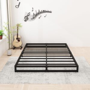 lutown-teen 6 inch full size bed frame no box spring needed, heavy duty metal platform beds with sturdy steal slats for mattress foundation, easy assembly, noise free, black