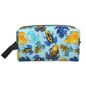 women lightweight makeup bag pouch compatible with colorful tropical frogs toiletry bag, funny travel cosmetic bag portable bag with zip for office college