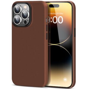 kingflag vegan leather magnetic case for iphone 14 pro max wireless charging, magsafe compatible, metal buttons, shockproof protective phone case cover for women men 6.7" (rich brown)