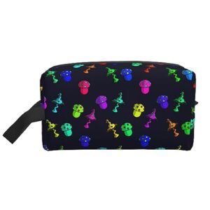 women lightweight makeup bag pouch compatible with colorful trippy mushrooms toiletry bag, funny travel cosmetic bag portable bag with zip for office college