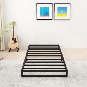 lutown-teen 6 inch twin xl bed frames heavy duty sturdy metal platform bed frame no box spring needed, noise free, easy assembly, black