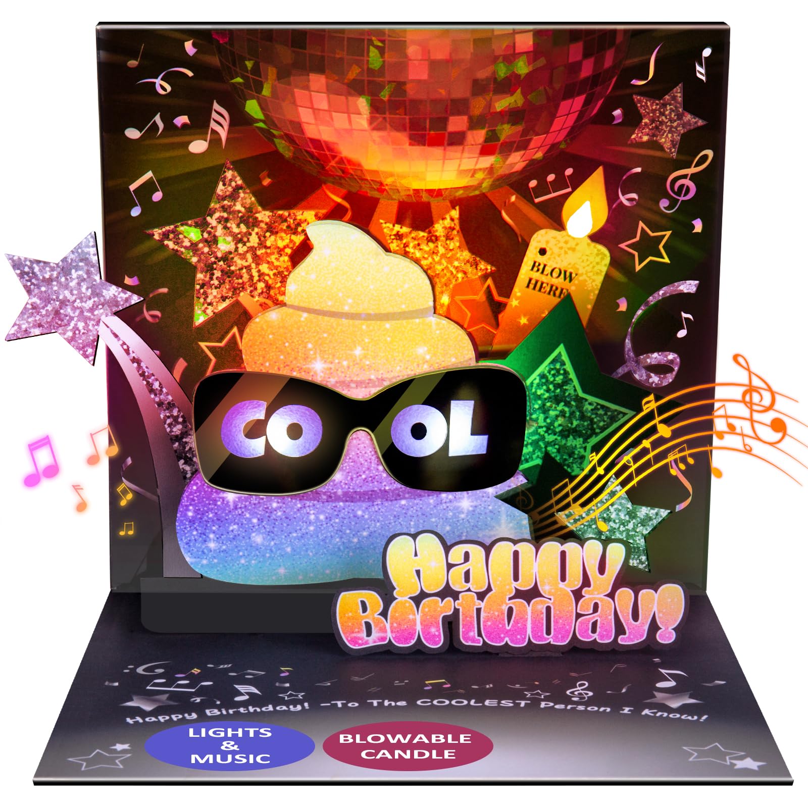 Birthday Card | Musical Pop Up Birthday Cards w Lights | Blow Out Candle and Play Rocking Happy Birthday Music Pop-Up Card | Cool Greeting Card for the Coolest | for Him & Her, Men & Women