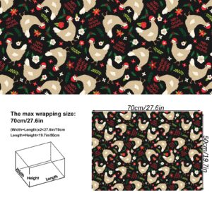 Dtiafu Chicken Wrapping Paper for Christmas - Funny Print Gift Wrap with Merry Clucking Christmas Words - 20X28 Inch Per Sheet (6 Sheet)