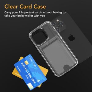 Wuwedo for iPhone 15 Pro Clear Card Case - Hybrid Slim Fit Wallet with Card Holder, TPU + PC, Anti-Yellowing, 6.1" 2023