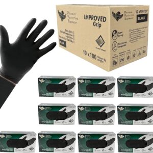 S&G Black Nitrile Gloves Heavy-Duty Latex & Powder Free - For Cleaning, Construction, Mechanic, Food Prep | 6 Mil - 1000 | Large