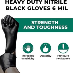 S&G Black Nitrile Gloves Heavy-Duty Latex & Powder Free - For Cleaning, Construction, Mechanic, Food Prep | 6 Mil - 1000 | Large