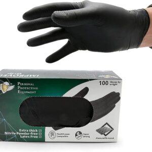 S&G Black Nitrile Gloves Heavy-Duty Latex & Powder Free - For Cleaning, Construction, Mechanic, Food Prep | 6 Mil - 1000 | Large